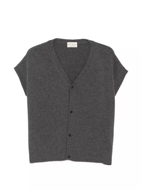 MA'RY'YA V-neck Knitted Sleeveless Cardigan