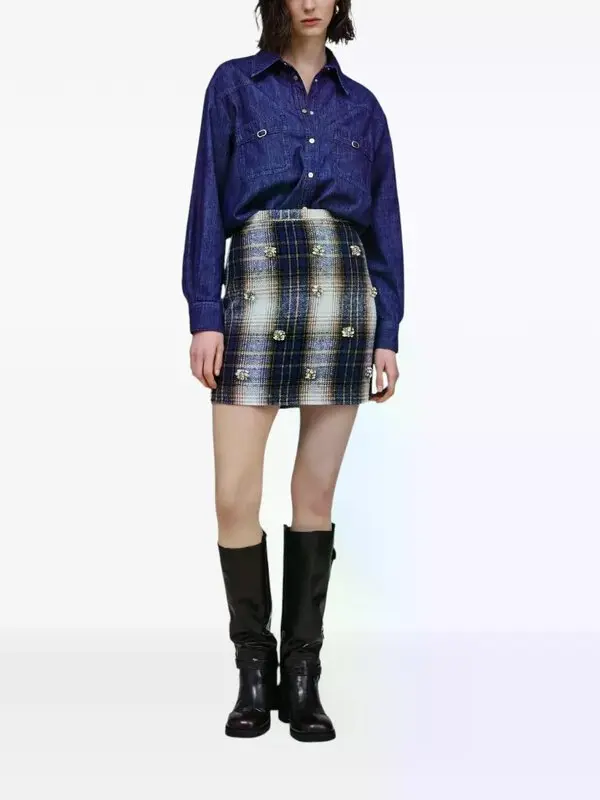 NENETTE Gilda Check Crystal-embellished Mini Skirt