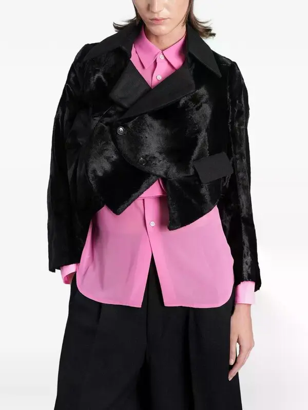 Comme Des Garçons Faux-fur Cropped Blazer - Black