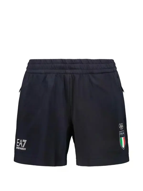 EA7 Logo-print Elasticated-waist Mini Shorts