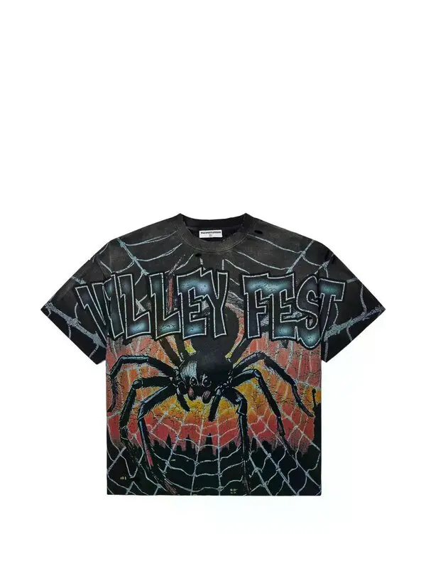 VALE FOREVER Widow Graphic-print Distressed T-shirt - Black