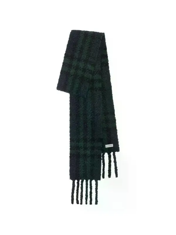 Burberry Narrow Check Alpaca Wool Blend Bouclé Scarf