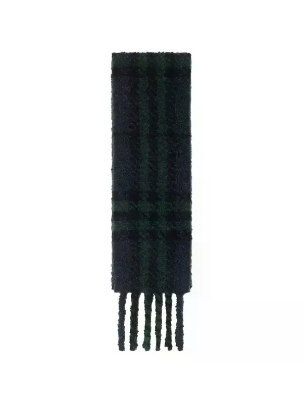 Burberry Narrow Check Alpaca Wool Blend Bouclé Scarf