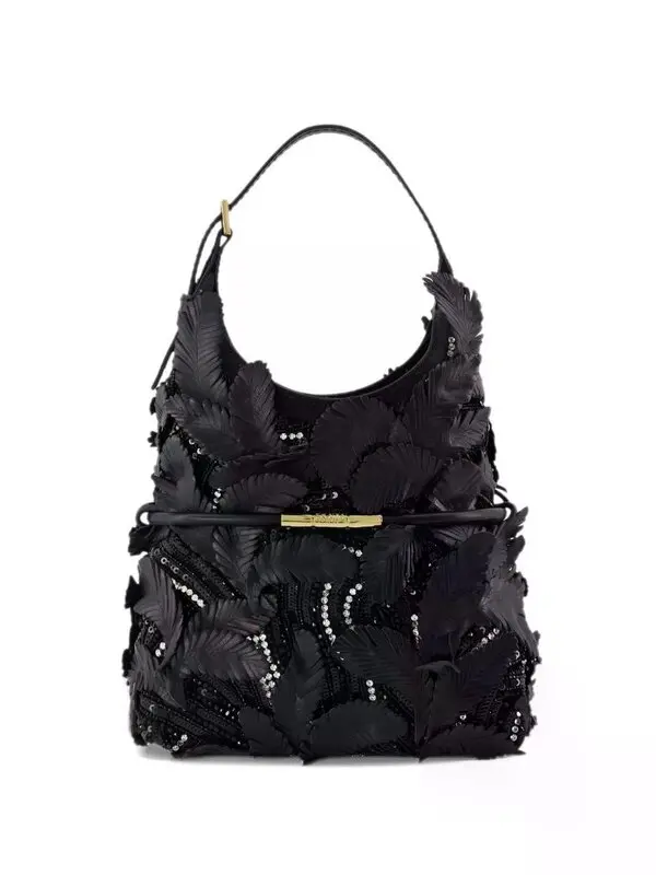 Balmain Sphynx Leaf-appliqué Shoulder Bag - Black