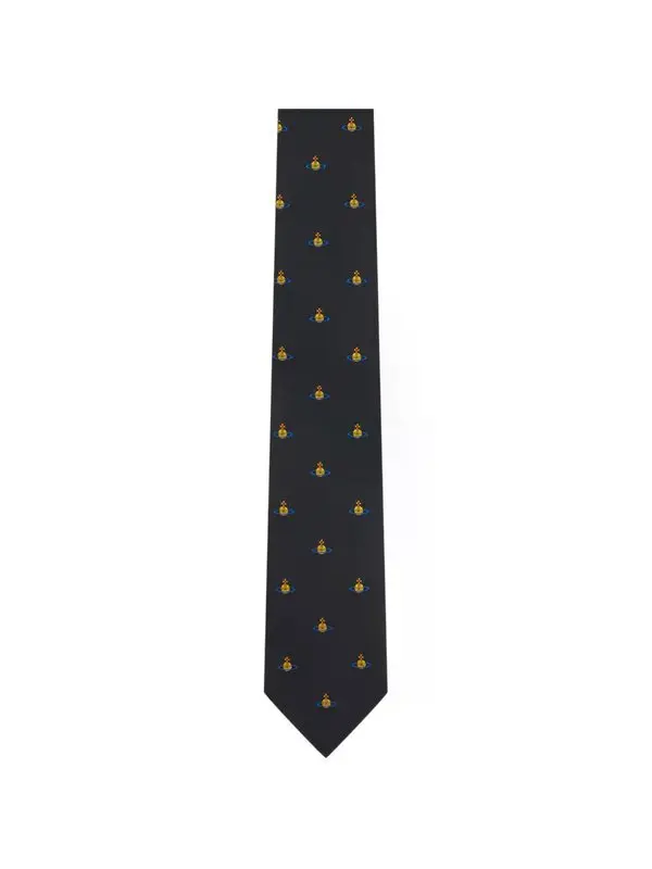 VIVIENNE WESTWOOD Orb Embroidered Silk Tie