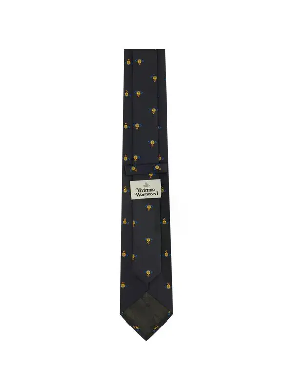 VIVIENNE WESTWOOD Orb Embroidered Silk Tie