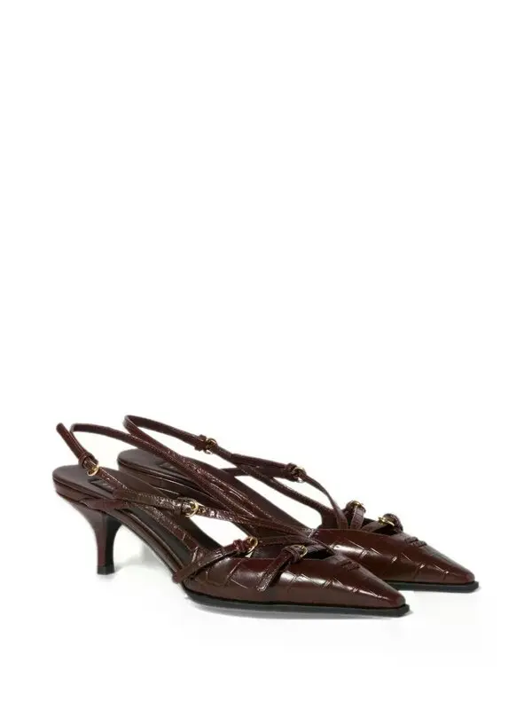 Miu Miu Crocodile Embossed Calfskin Slingback Pumps