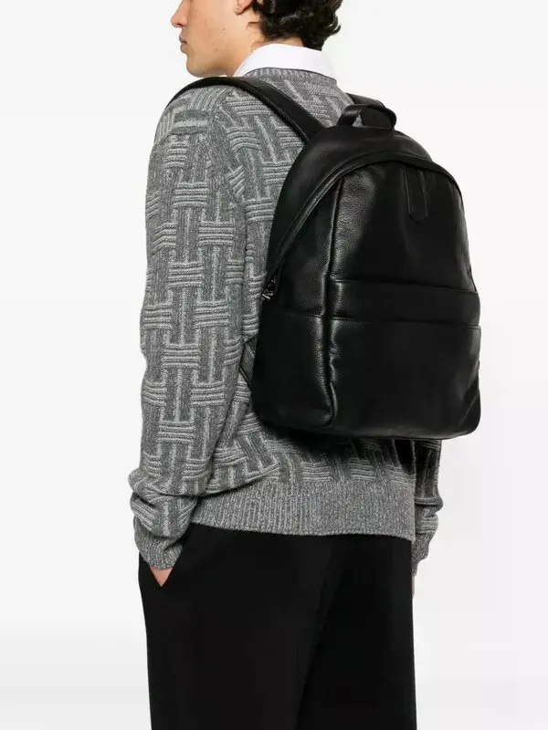 Canali Leather Backpack - Black