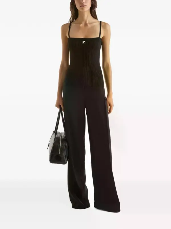COURREGES Rib-knit Bustier Top - Black