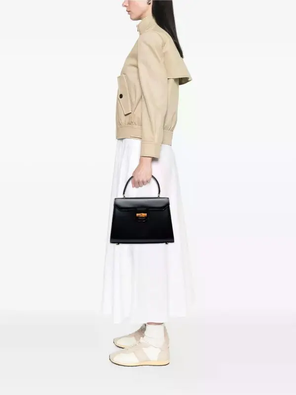 Gucci 20th Century Smooth Calfskin Bamboo Top Handle Bag Handbag