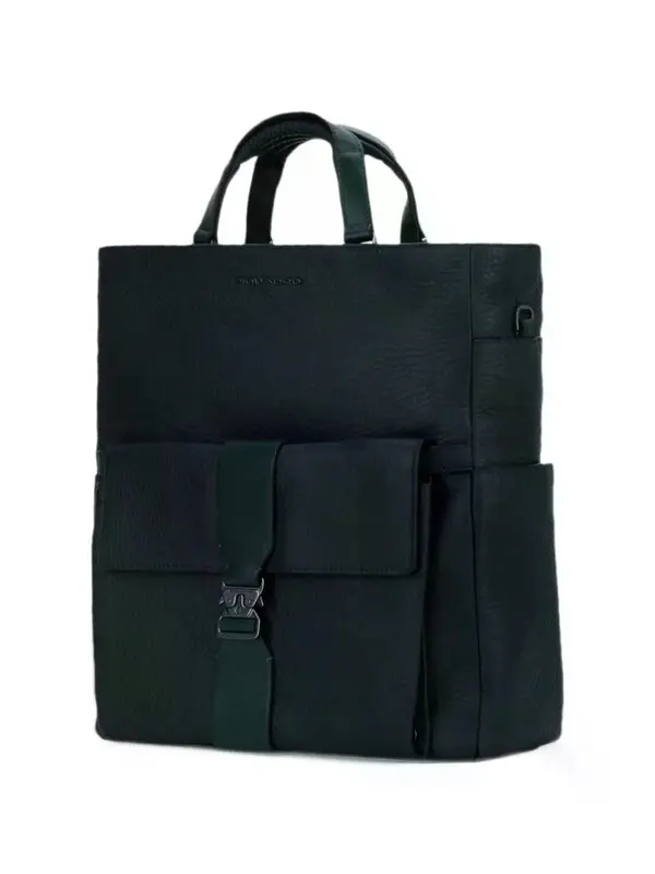 PIQUADRO Buckle-fastening Pebbled-leather Tote Bag