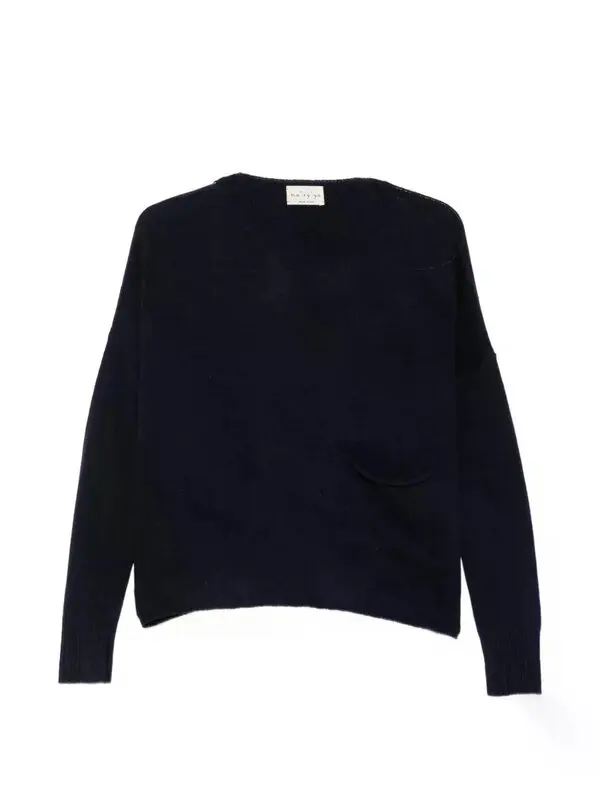 MA'RY'YA Patch-pocket Crew Neck Sweater