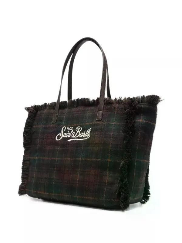 MC2 SAINT BARTH Vanity Tartan Frayed Tote Bag