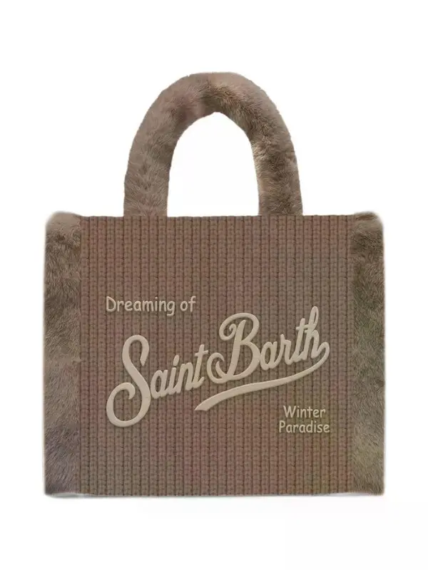 MC2 SAINT BARTH Mini Vanity Bag In Ribbed Faux Shearling With Faux Fur Handles