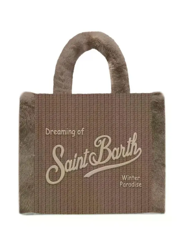 MC2 SAINT BARTH Mini Vanity Bag In Ribbed Faux Shearling With Faux Fur Handles