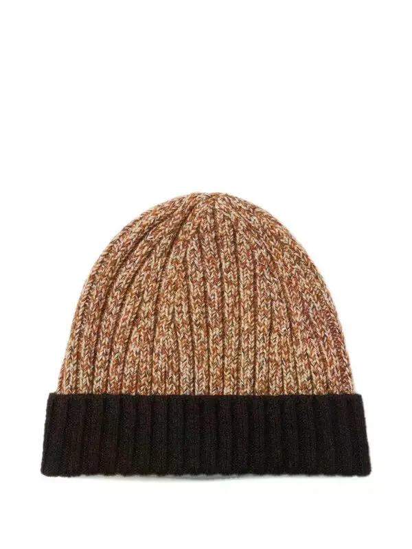 Zegna Contrast Cuff Beanie Hat - Orange