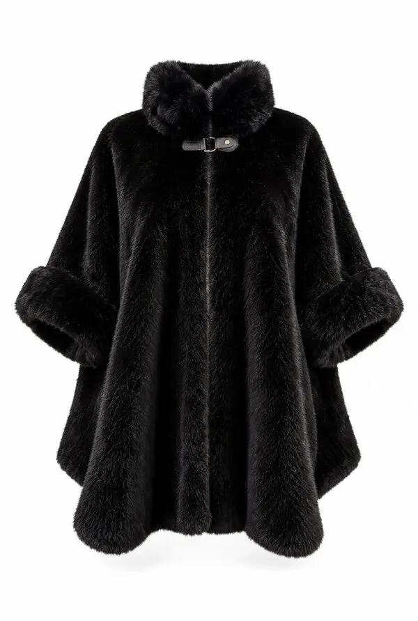 JAMES LAKELAND Faux Fur Buckle Cape