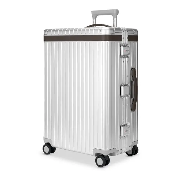 CARL FRIEDRIK The Check-in Aluminum Spinner Suitcase - Silver/chocolate