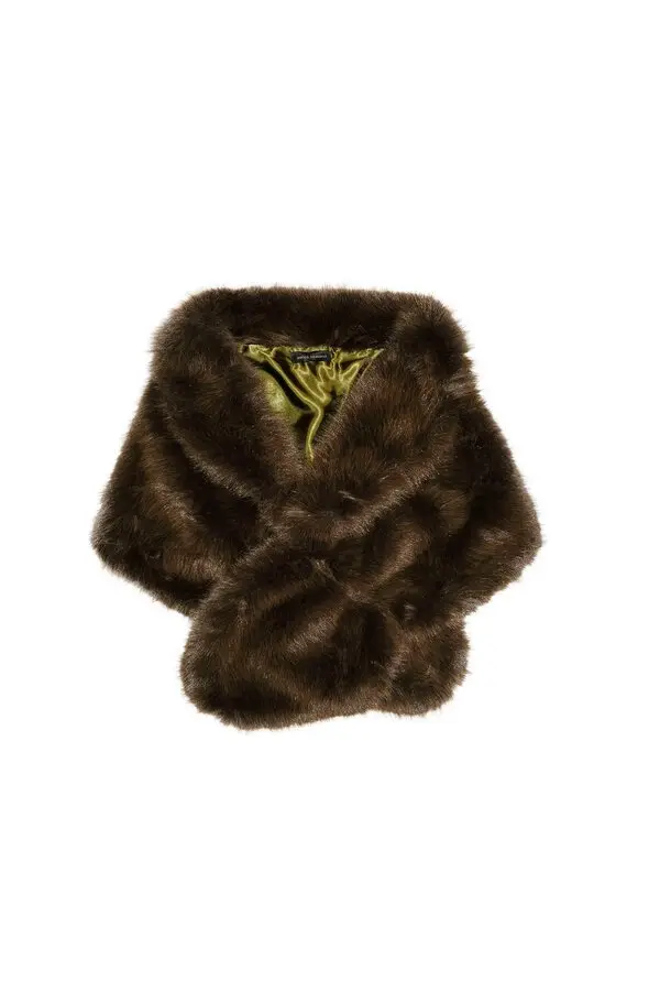 JAMES LAKELAND Khaki Faux Fur Wrap - Green