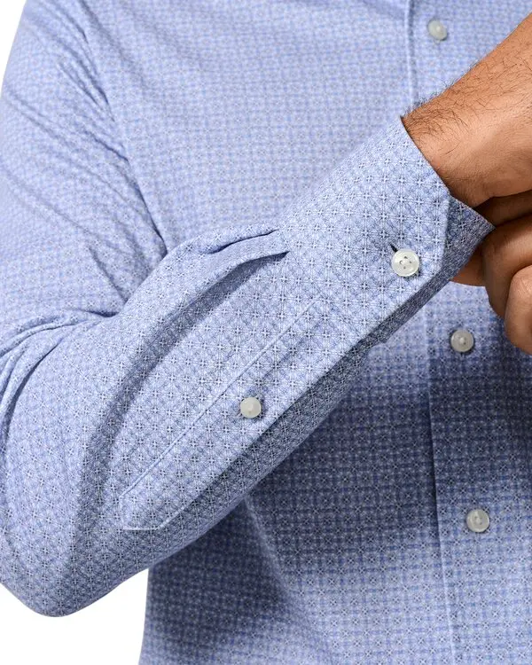 David Donahue Cotton Geometric Knit Sport Shirt
