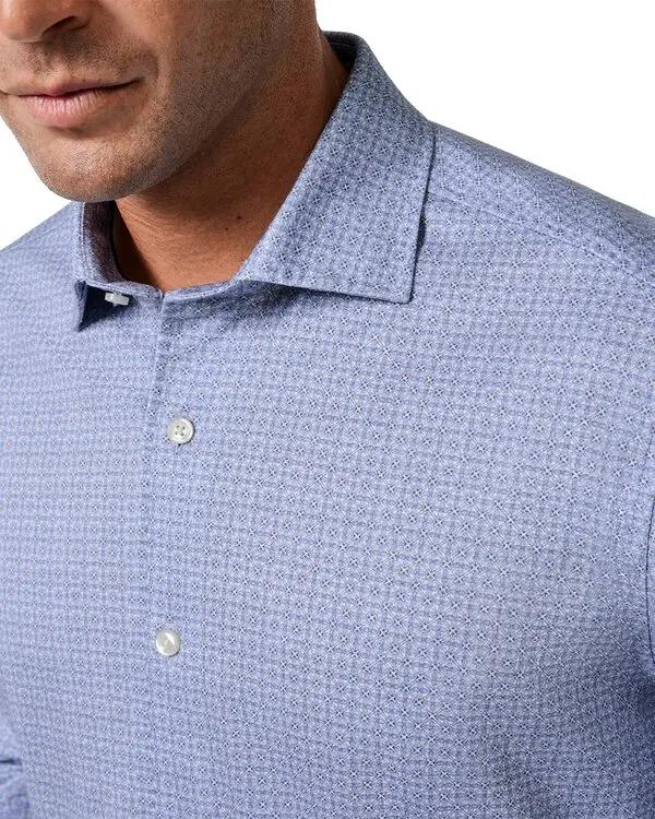 David Donahue Cotton Geometric Knit Sport Shirt