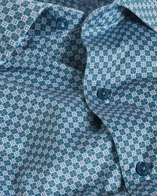 David Donahue Cotton Geometric Knit Sport Shirt