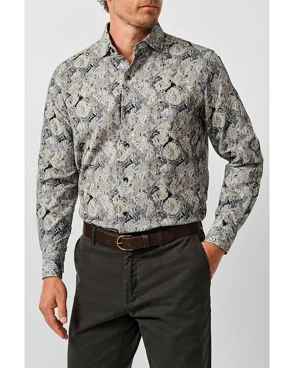 David Donahue Cotton Botanical Corduroy Sport Shirt