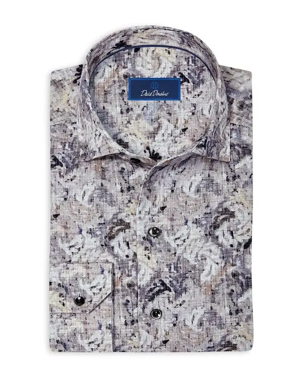 David Donahue Cotton Botanical Corduroy Sport Shirt