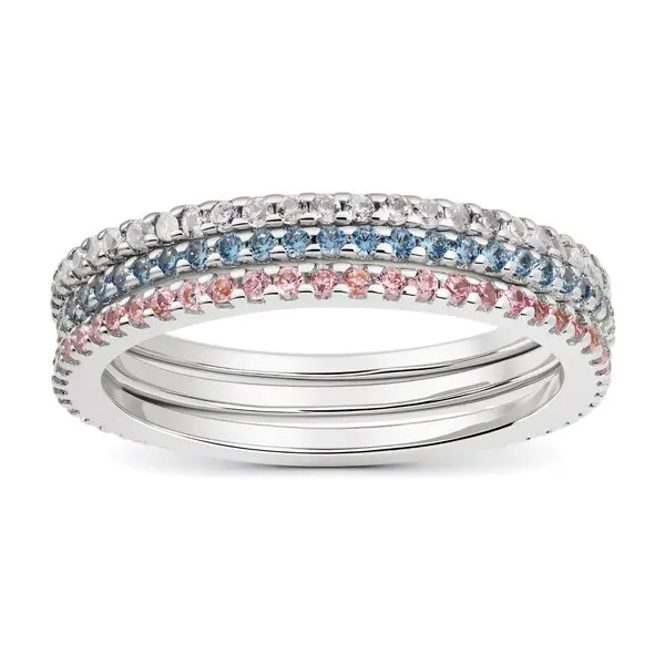 KYLIE HARPER Multi-color 3pc Stackable Eternity Ring Set In Sterling