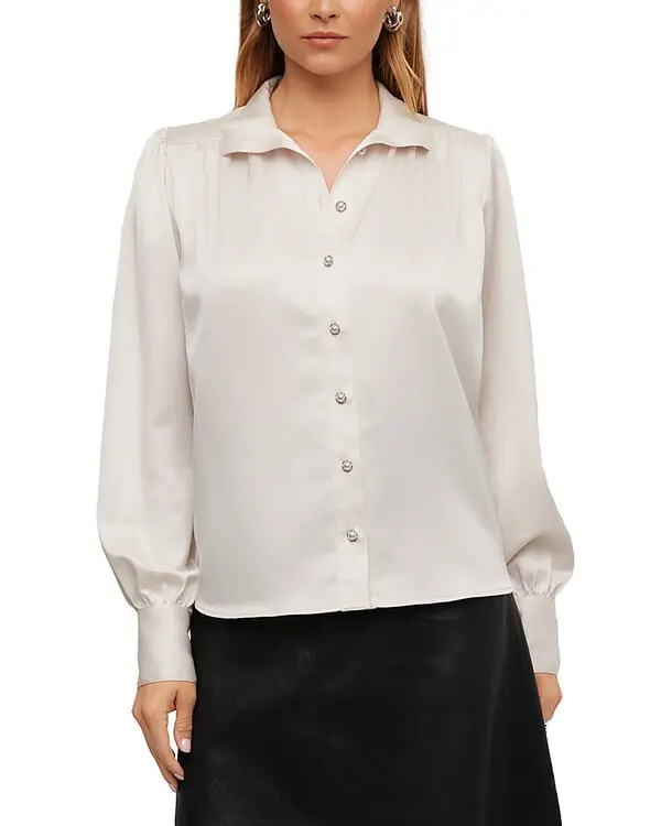 Fifteen Twenty Chloe Collared Long Sleeve Blouse - Bone