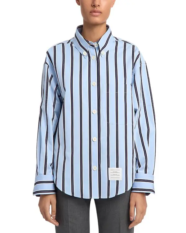 Thom Browne Striped Cotton Poplin Button Down Shirt