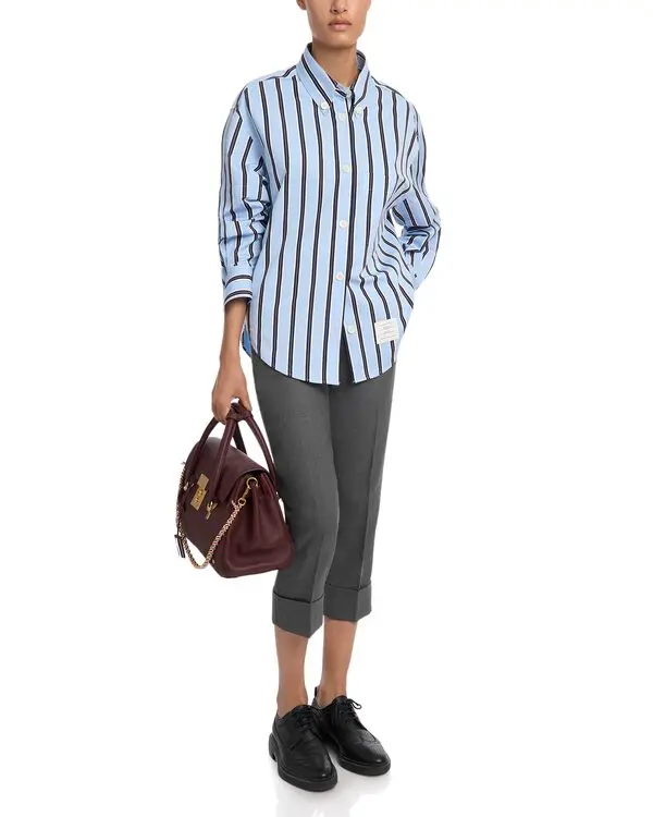 Thom Browne Striped Cotton Poplin Button Down Shirt
