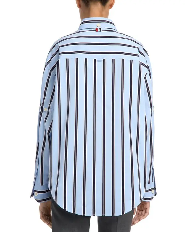 Thom Browne Striped Cotton Poplin Button Down Shirt
