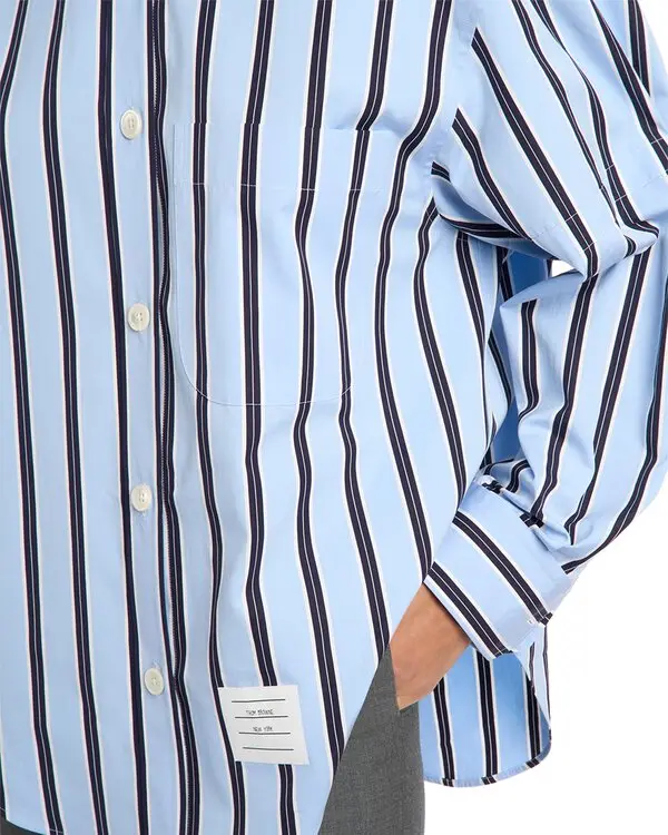 Thom Browne Striped Cotton Poplin Button Down Shirt