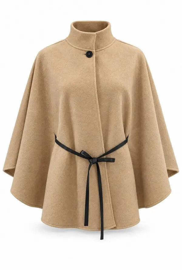JAMES LAKELAND Camel Belted Wrap Cape