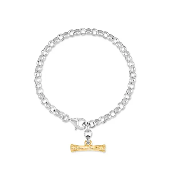 DOWER & HALL Adjustable Nomad T-bar™ Chunky Chain Bracelet Sterling Silver Gold Vermeil - Gray/yellow
