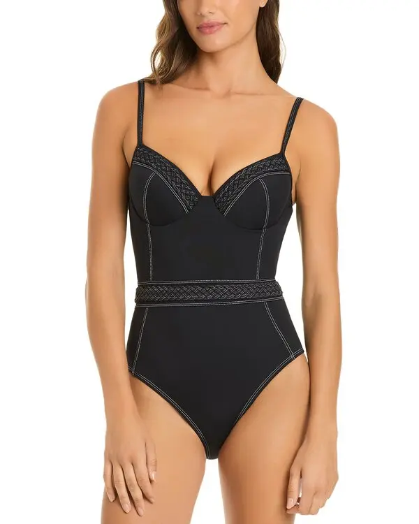BLEU BY ROD BEATTIE Molded Cups Braided Trim Swimsuit