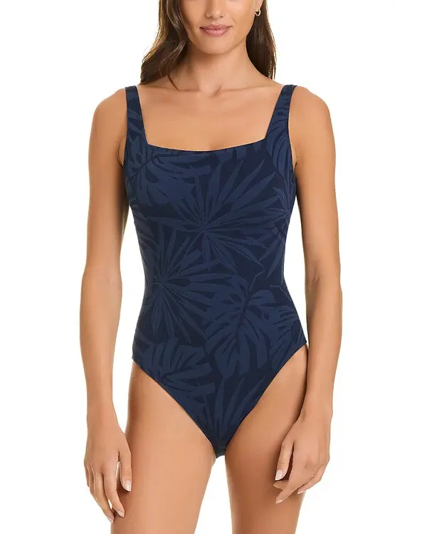BLEU BY ROD BEATTIE Square Neck Textured Pattern Swimsuit - Midnight
