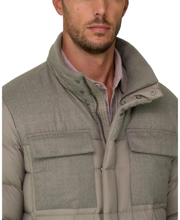 Boggi Milano Flyn Flannel And Technical Fabric Down Bomber