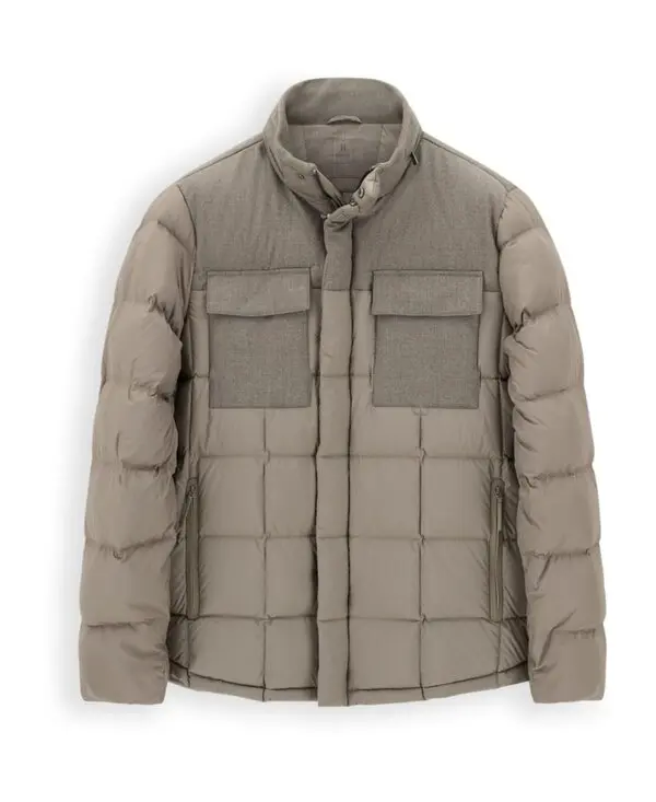 Boggi Milano Flyn Flannel And Technical Fabric Down Bomber