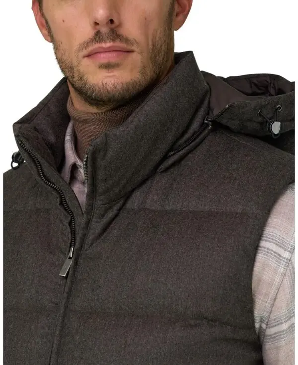 Boggi Milano Padded Flannel Goose Down And Hood Gilet - Brown