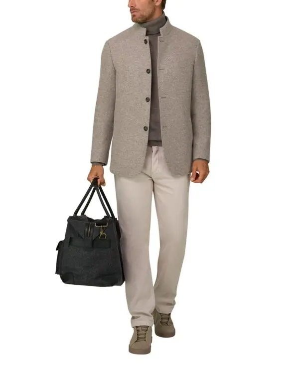Boggi Milano Wool Cashmere Blend Melange Peacoat