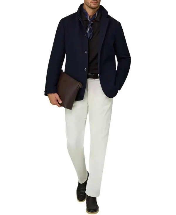 Boggi Milano Padded Wool Blend Melange Peacoat