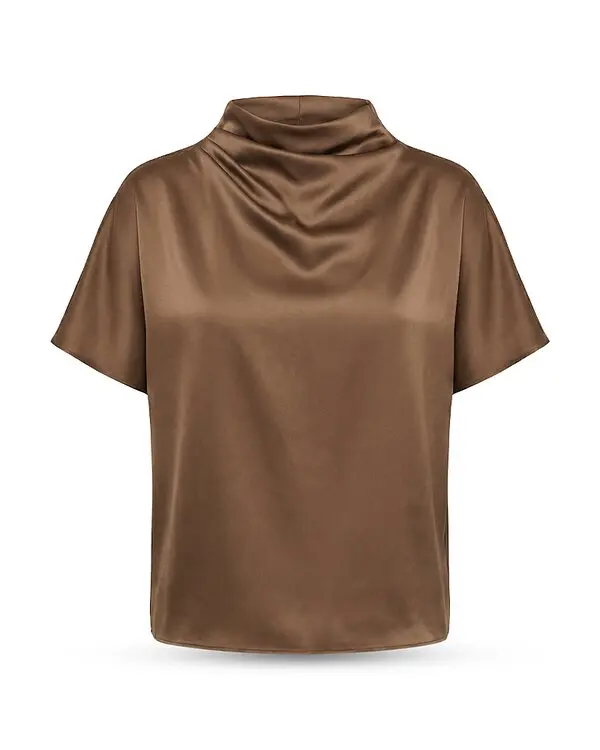 TWP Silk Mock Neck Top - Kangaroo