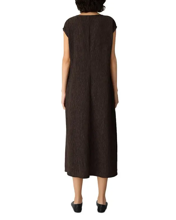 Eileen Fisher Crinkled V Neck Midi Dress