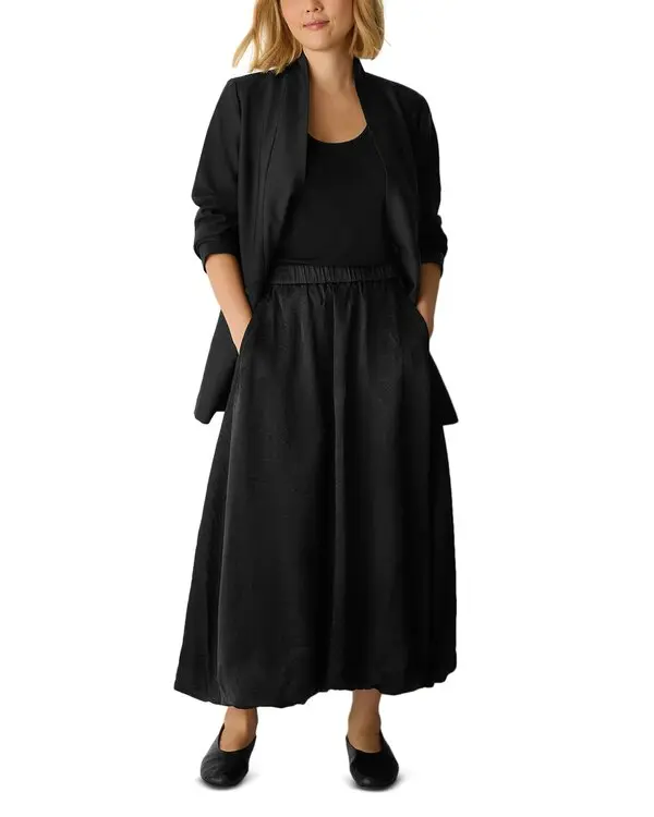 Eileen Fisher Textured Satin Bubble Hem Elastic Waist Skirt