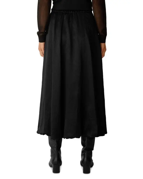 Eileen Fisher Textured Satin Bubble Hem Elastic Waist Skirt