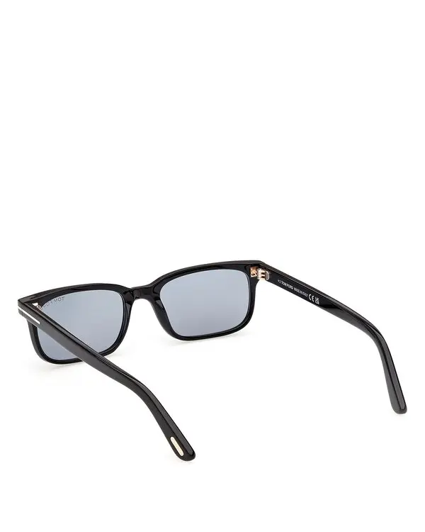 TOM FORD Rectangular Sunglasses, 52mm - Shiny Black/smoke
