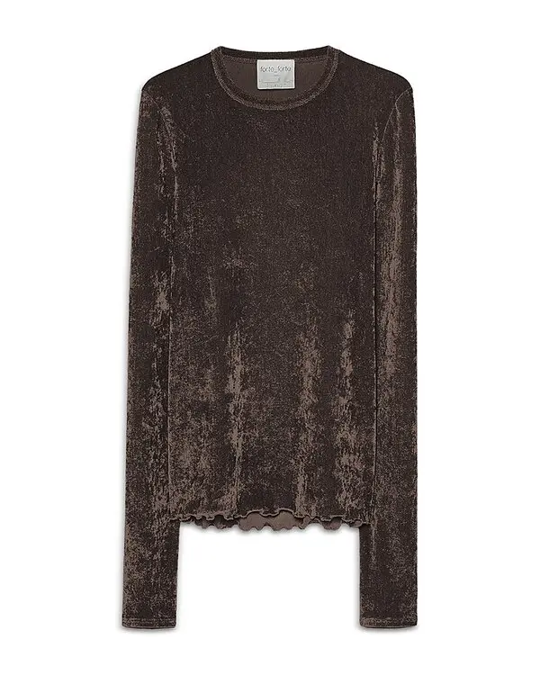 FORTE_FORTE Flocked Stretch Tulle Long Sleeve Tee - Fondant