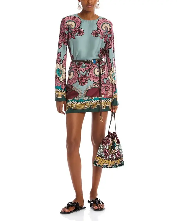 La DoubleJ Mini Supremes Floral Print Silk Swing Dress